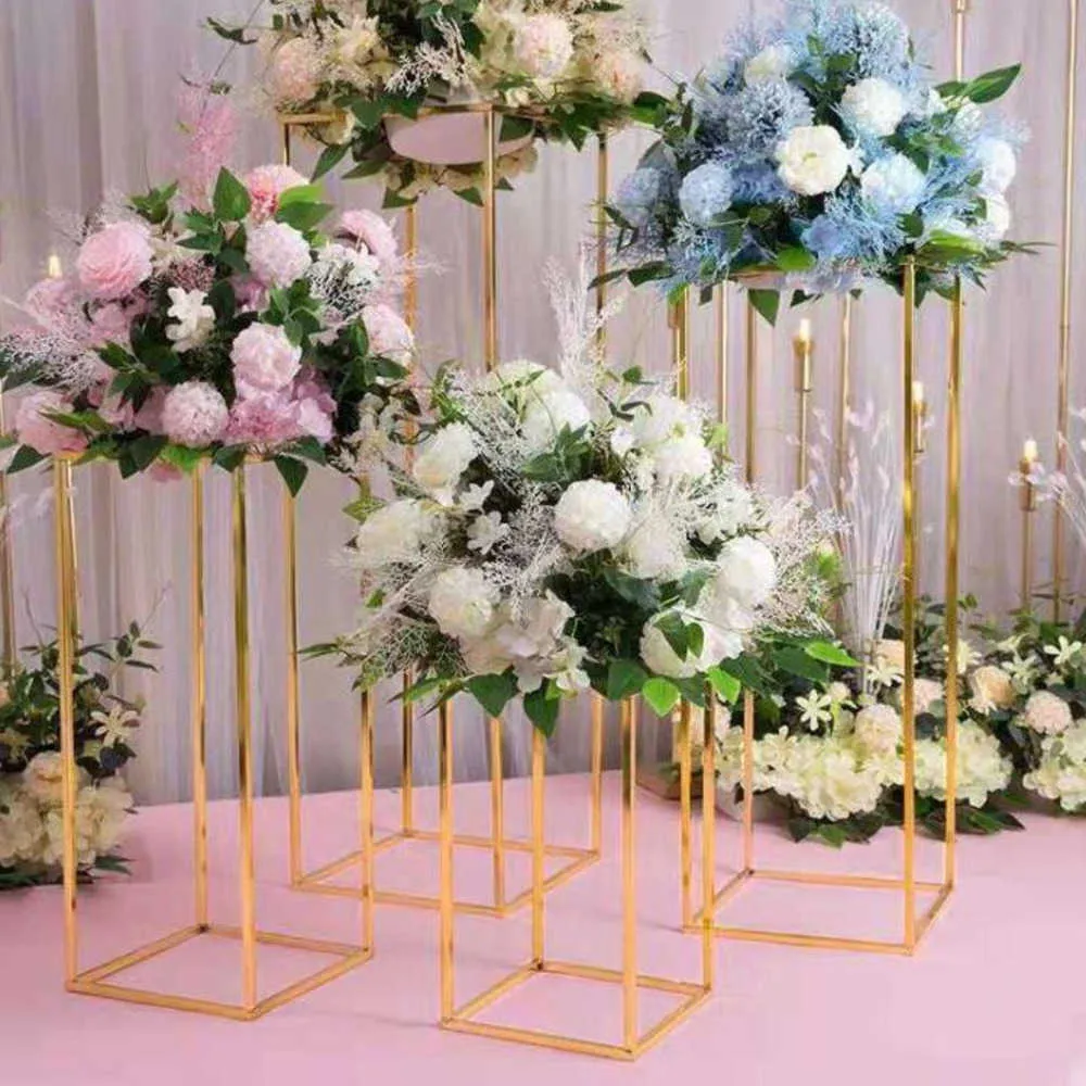 Gold Flower Vase Column Stand Metal Wedding Event Centerpiece Floor ...