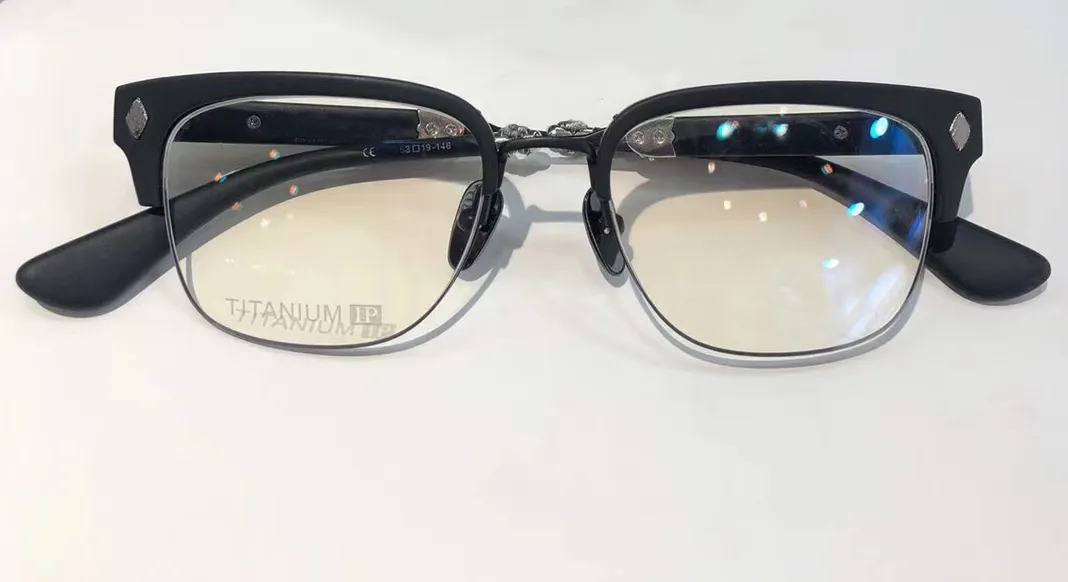 Titanium Eyeglasses Silver Black Half Frame Pull Clear Lens Men Fashion ...