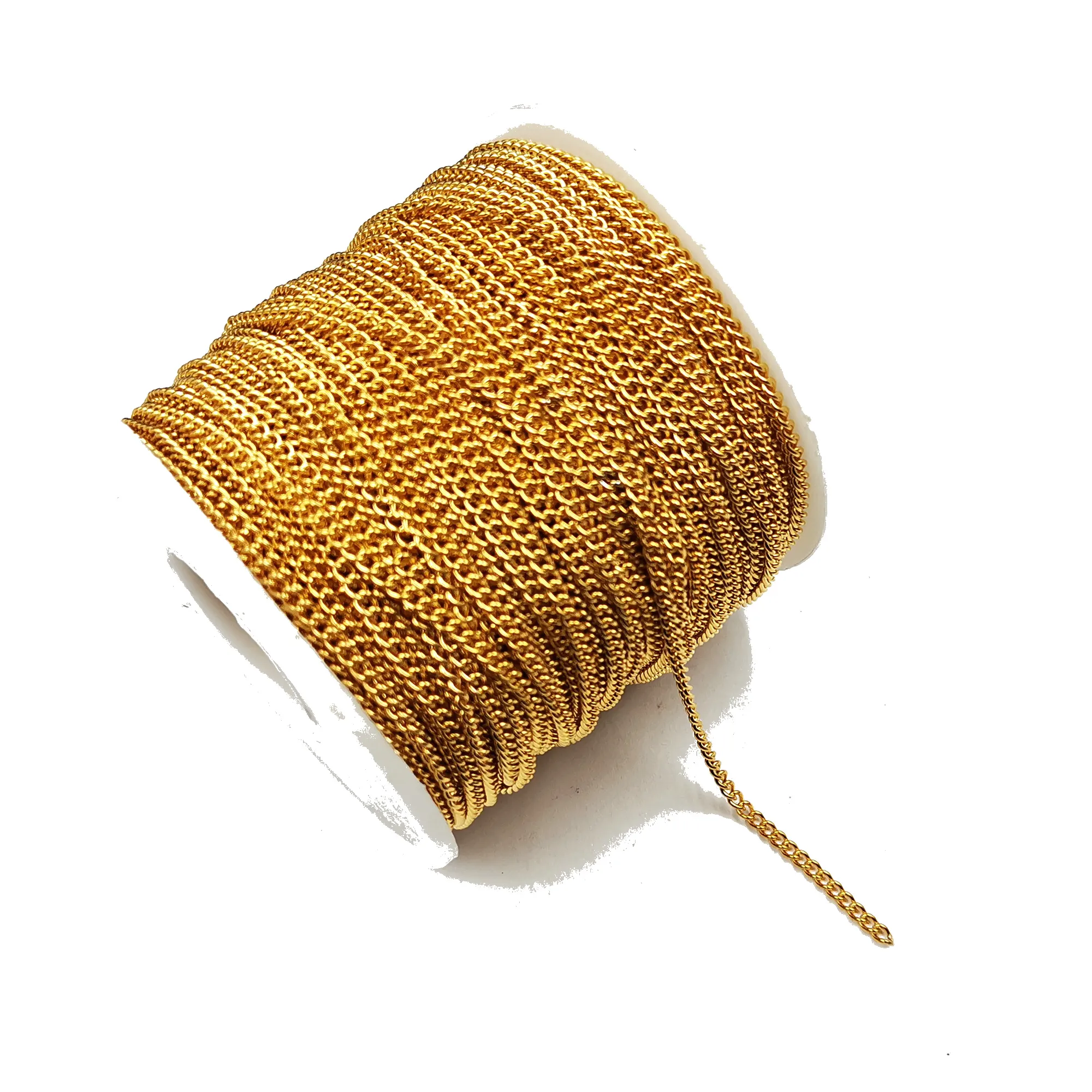 Bulk Gold Curb Chain for Jewelry Making - 2.6mm Stainless Steel Cowboy ...