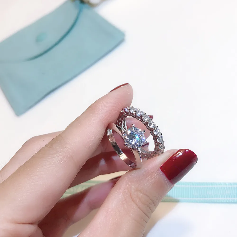 Elegant 925 Sterling Silver Promise Ring Set - Sparkling 5A Zircon, CZ ...