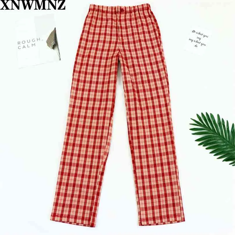 Womens Checkered Pants Red Checkered High Waisted Wide Leg Trousers ...