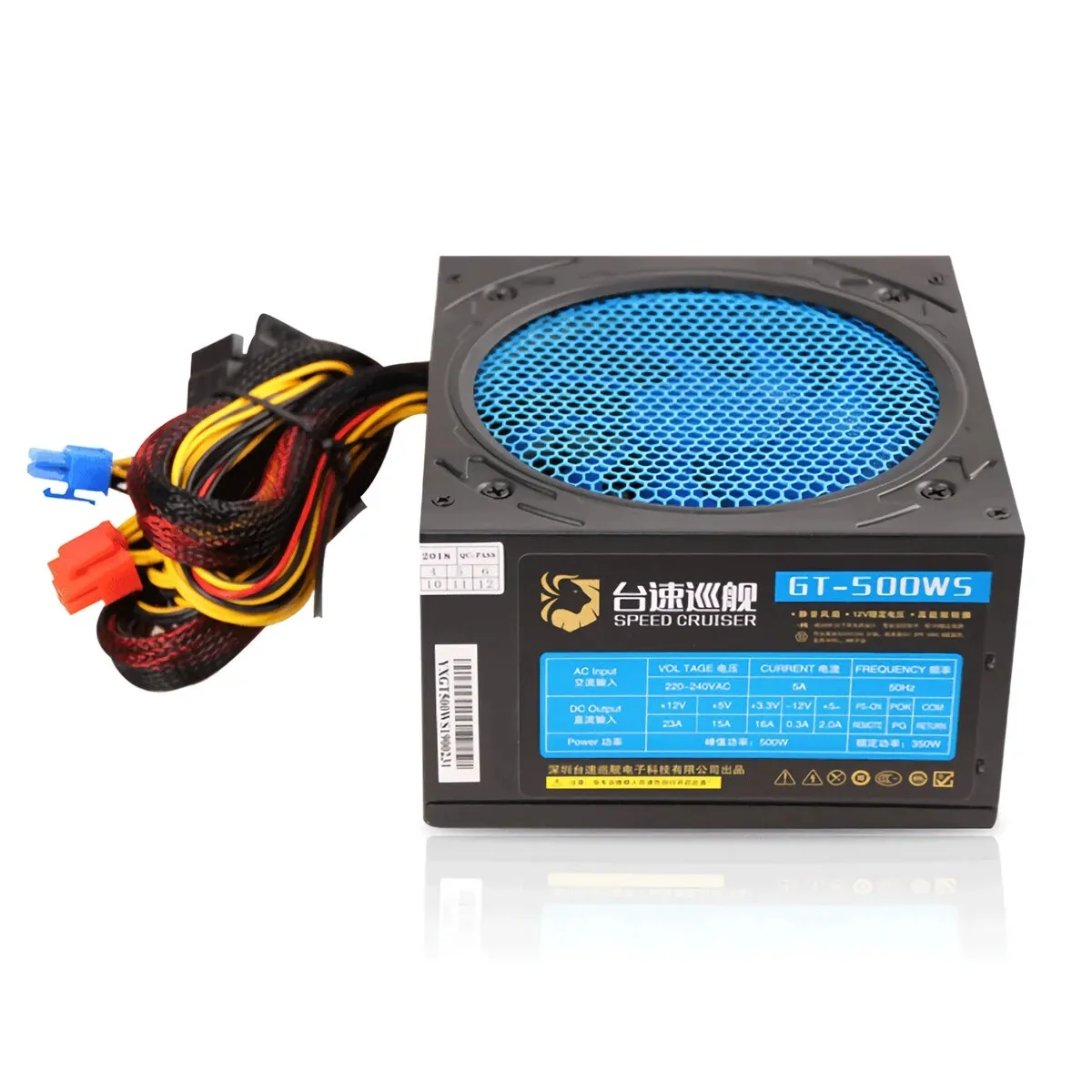 Compact 500W Computer Power Supply ATX Form Factor with 8-Pin Connector ...