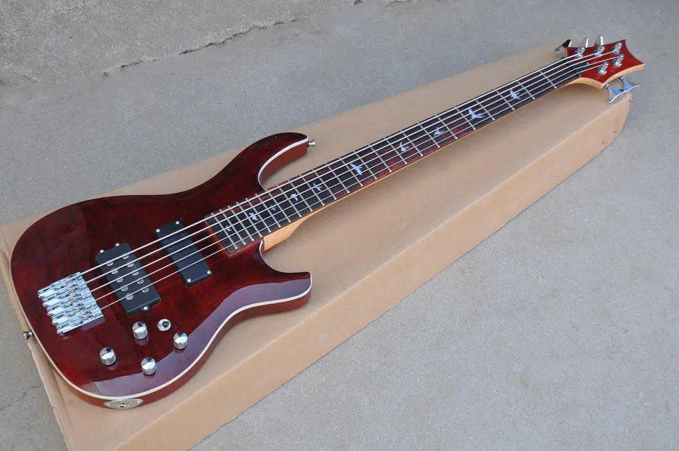 Factory Custom 5 Strings Electric Bass Guitar With Birds Inlays,2 ...