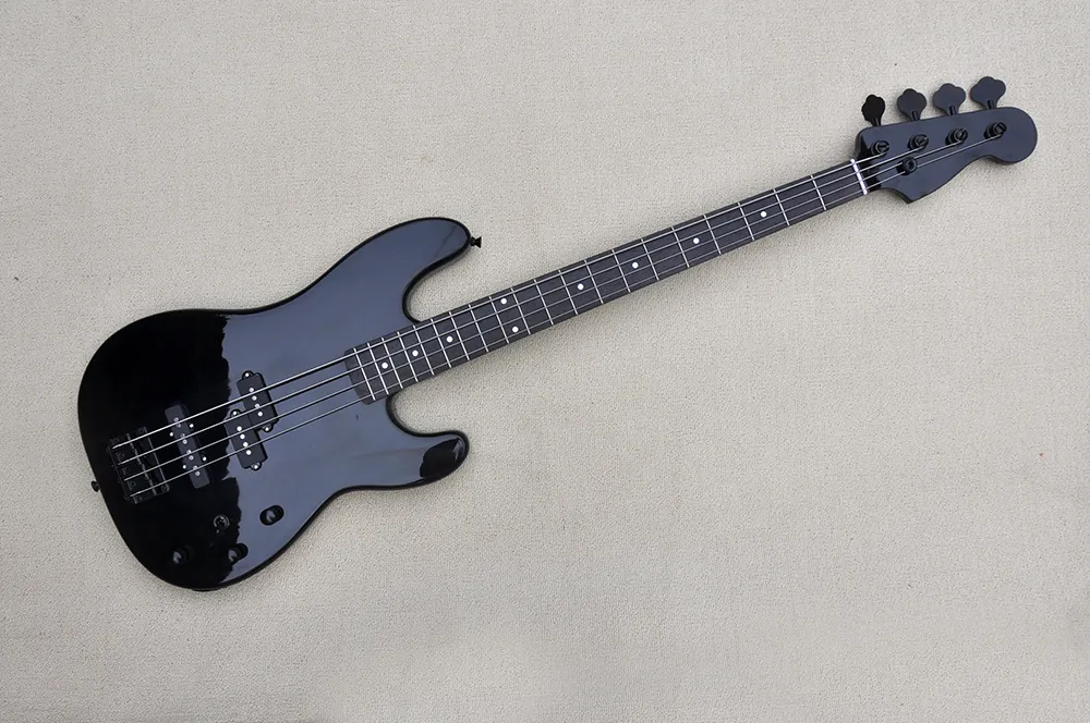 Factory Custom Black 4-String Electric Bass Guitar with Black Hardware ...