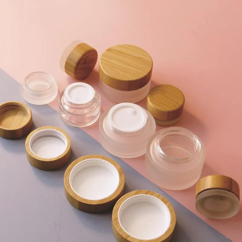 DHgate.com:Frosted Glass Cream Jar: Eco-friendly Bamboo Cap & Wooden ...