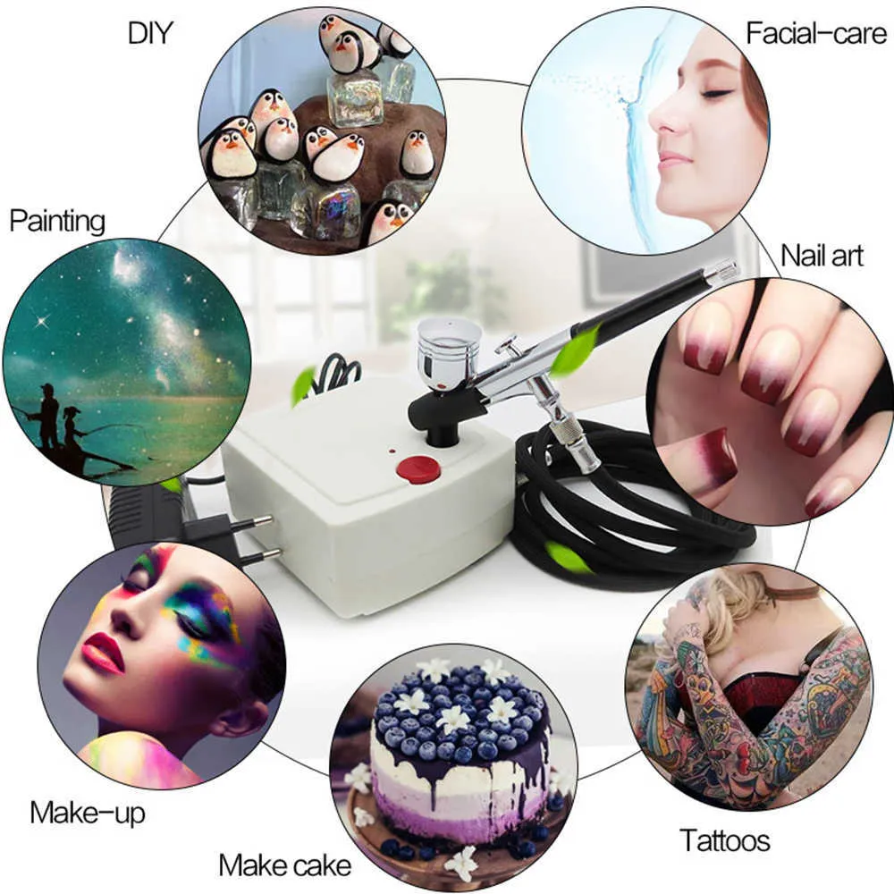 Dual Action Airbrush Kit - Mini Air Compressor & 0.3mm Spray Gun Set ...