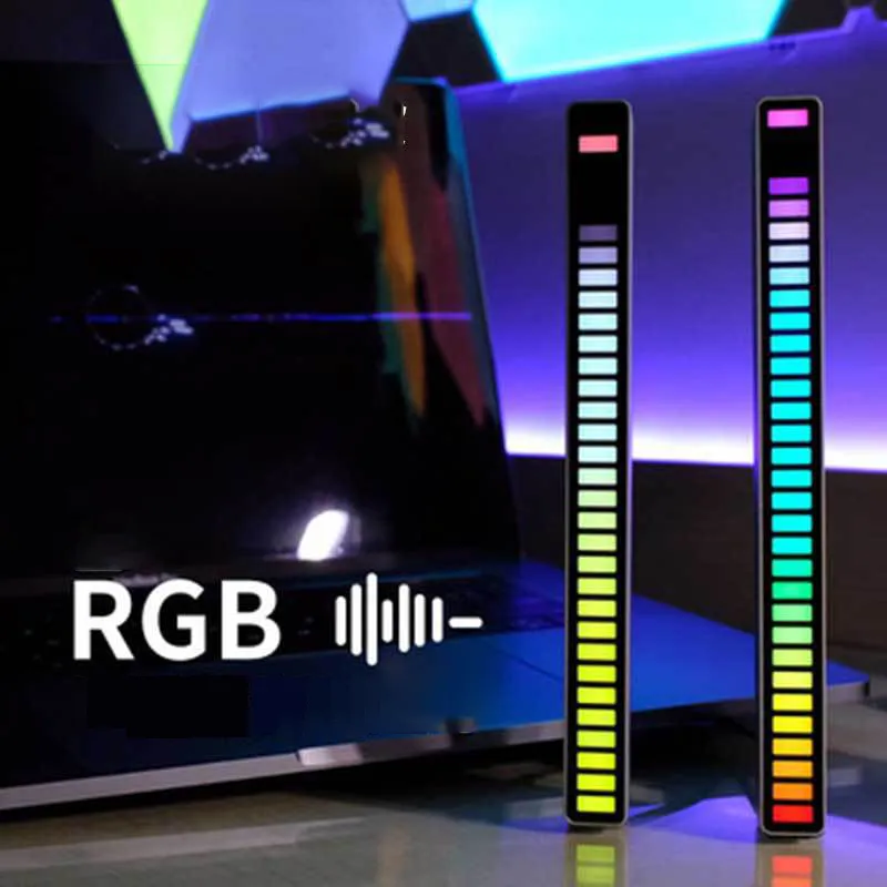 RGB Sound Reactive LED Light Bar Voice Activated, Colorful Ambient ...