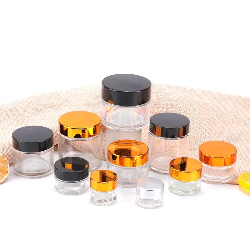 Wholesale 10g 15g 30g 50g Small Clear Glass Transparent Cosmetic Empty Pot Face Cream Jar Luxury ...