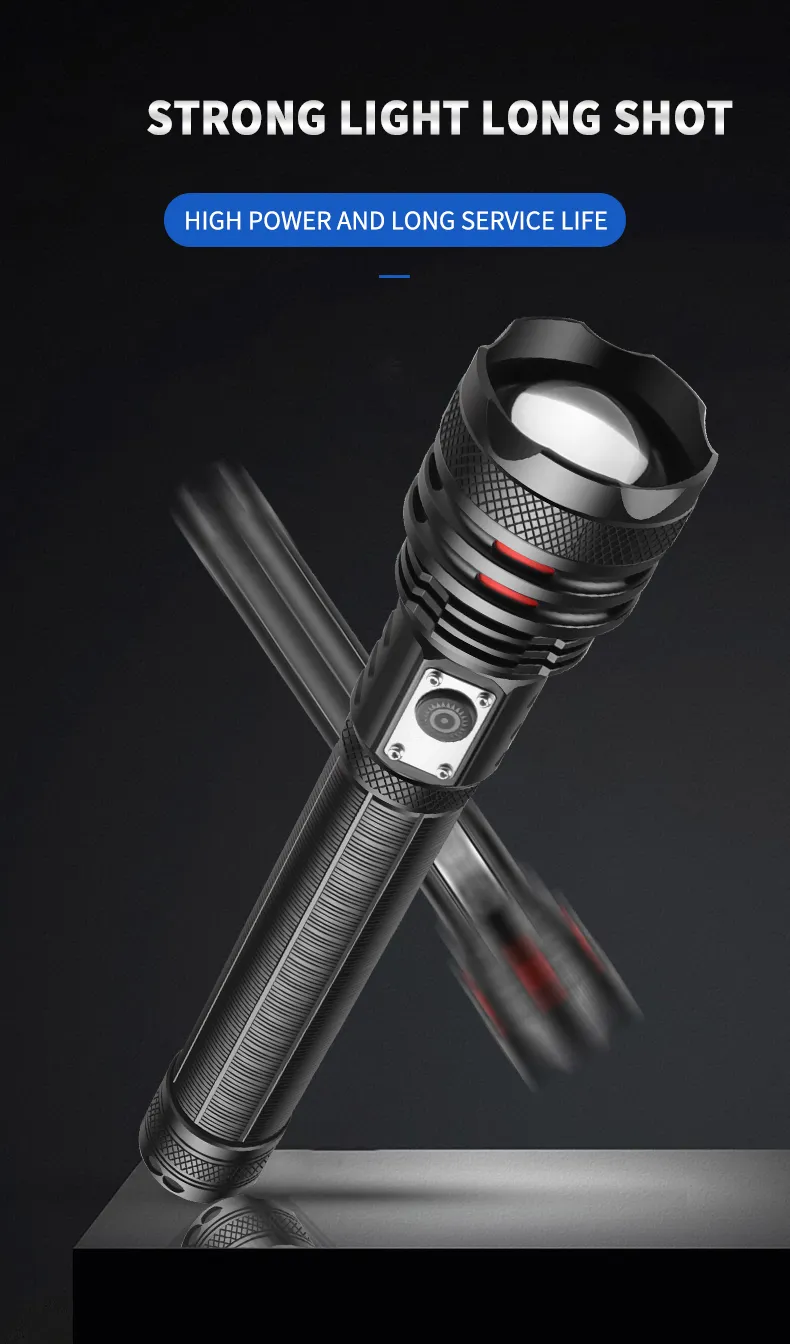 DHgate.com:XHP160 LED Flashlight, Zoomable Type-C USB Charging Torch ...