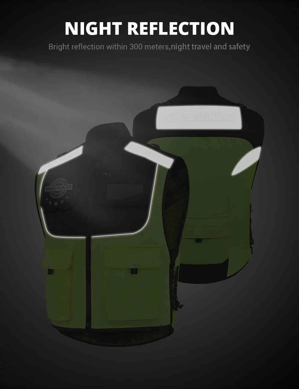 HEROBIKER Reflective Motorcycle Jacket Vest - High Visibility Safety ...