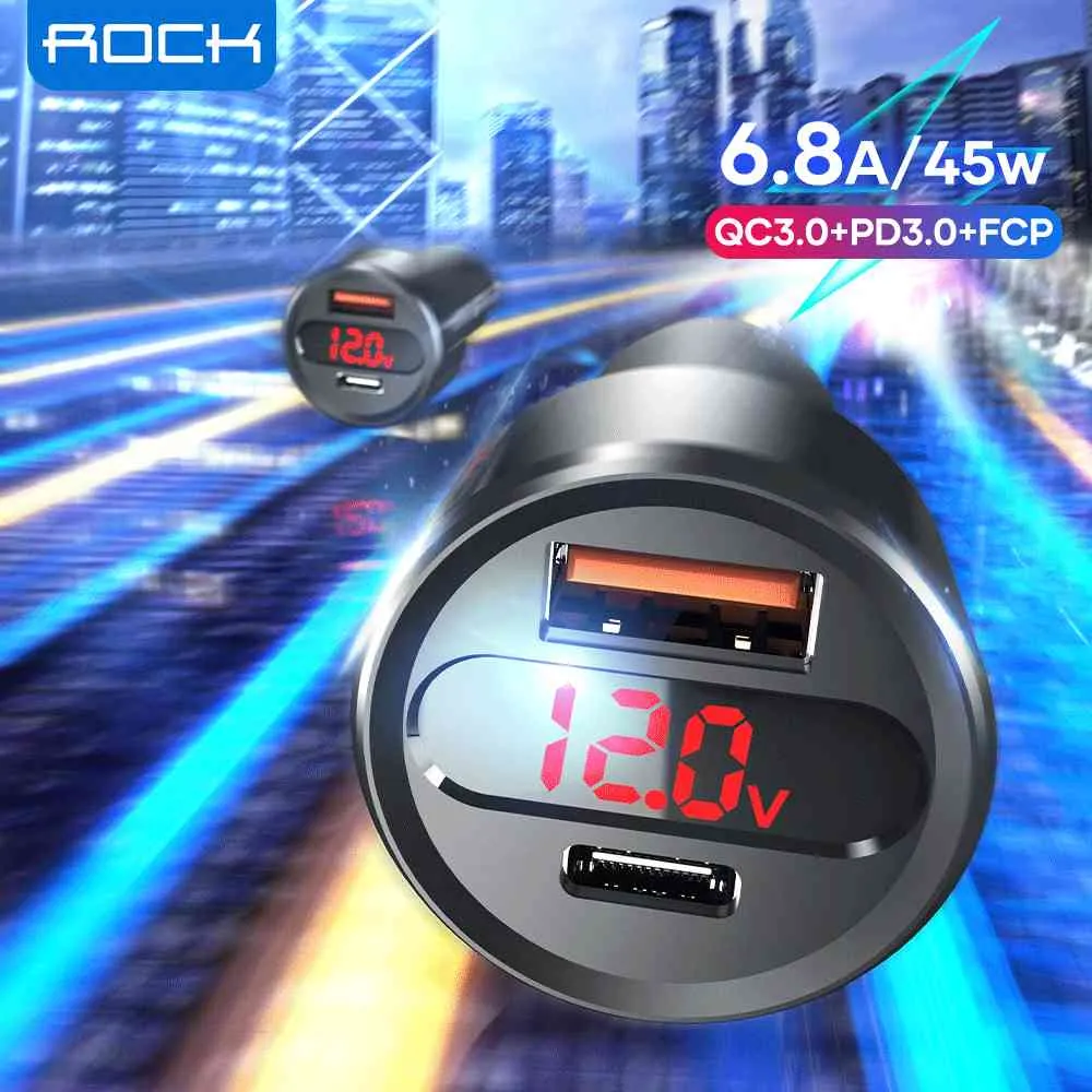 ROCK 45W PD IPhone 12 11 Pro Max Mini Dual USB Digital Display Fast ...