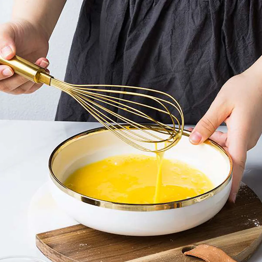Gold Stainless Steel Hand Held Egg Beater - Professional Kitchen Whisk ...