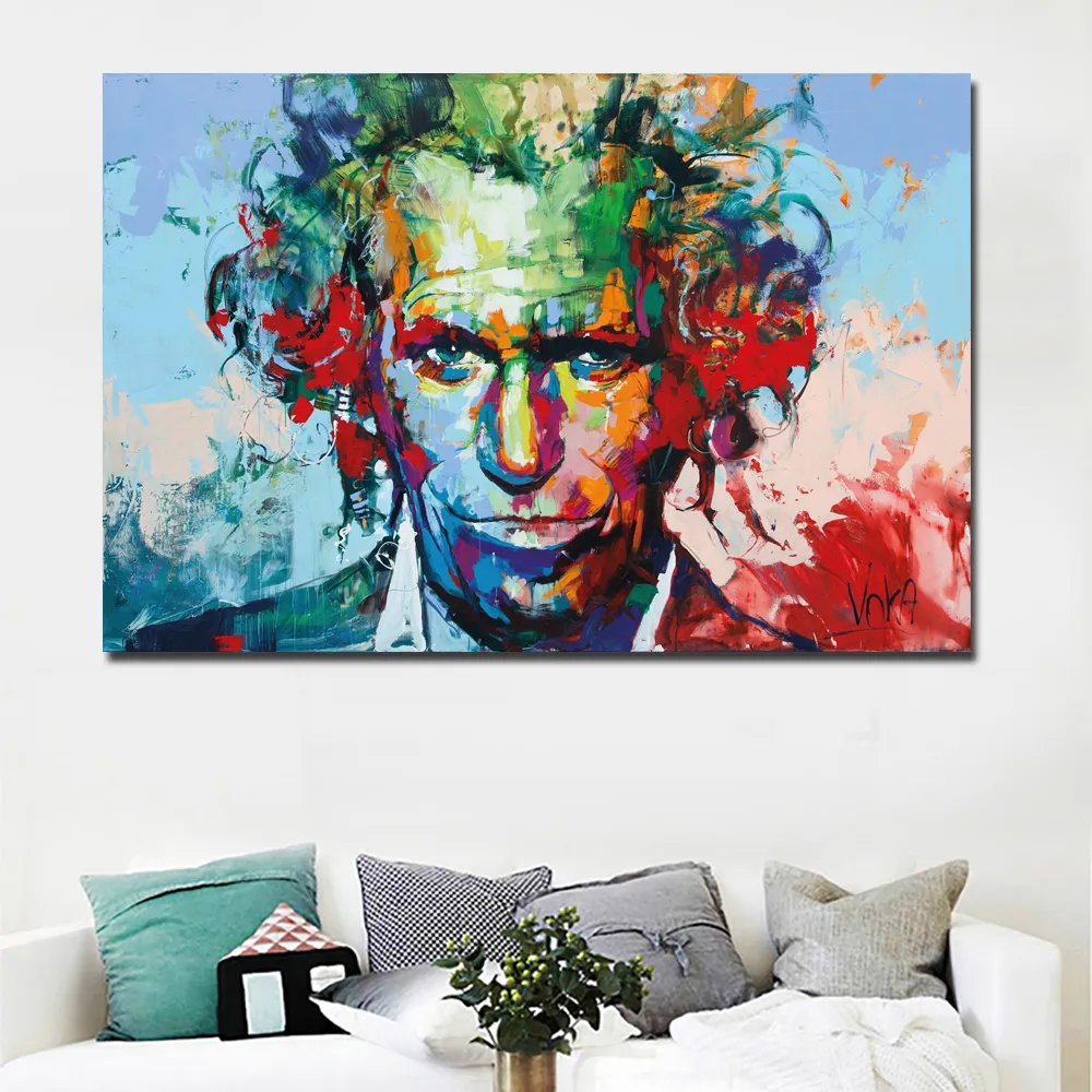 Colorful Portrait Oil Painting Printed On Canvas Spontaneous Realism ...
