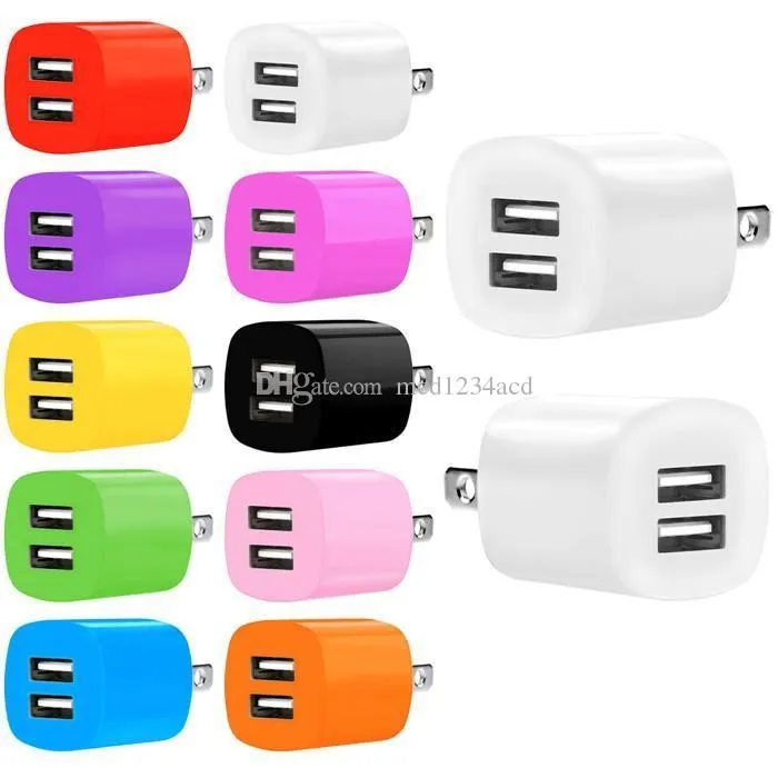 Compact 2.1A Dual USB Wall Charger - EU/US Plug, Ideal Travel Wall ...