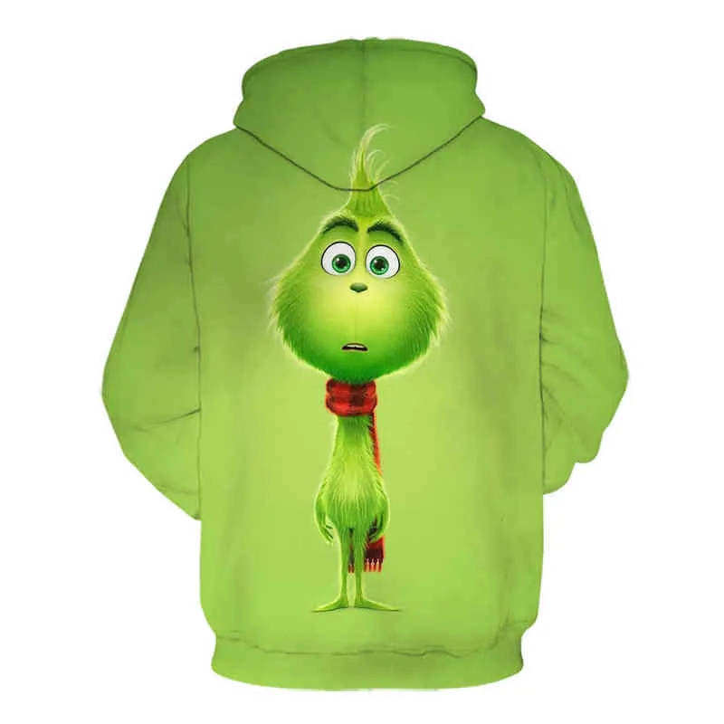 Winter Hoodie For Men Grinch 3D Printed Sweatshirt Harajuku Green Style ...