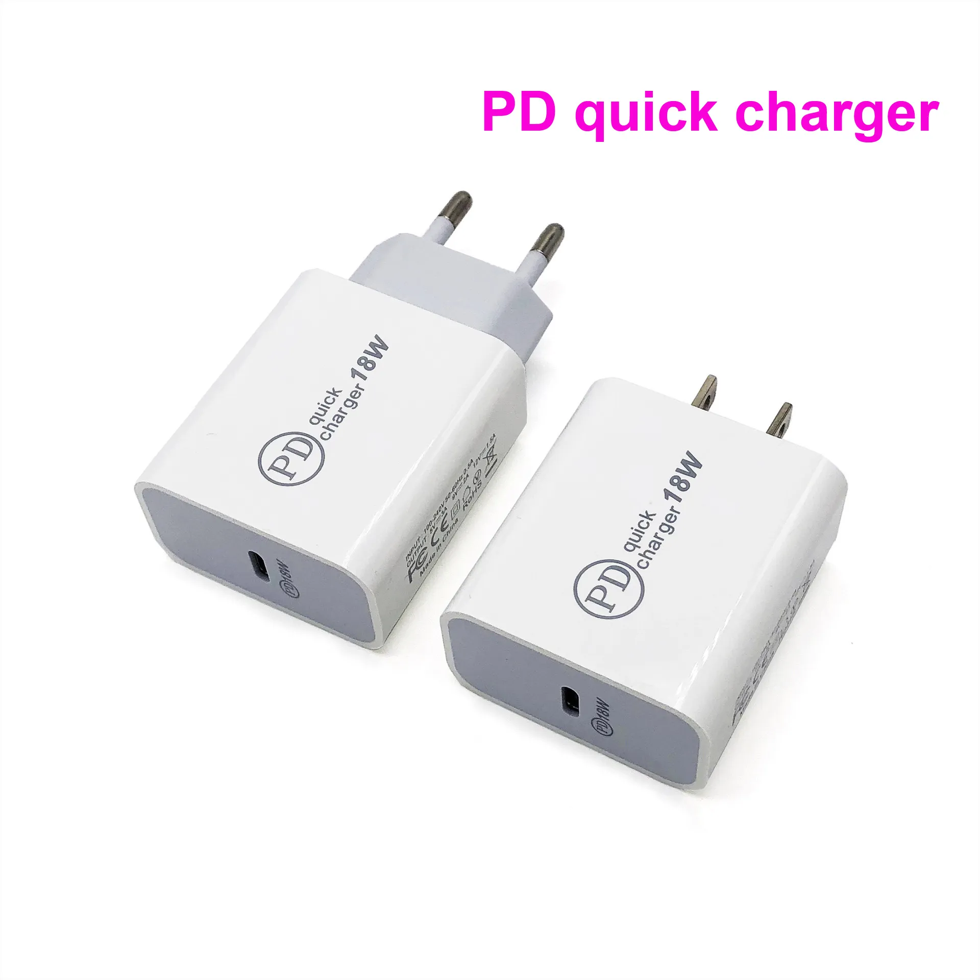18W USB C PD Quick Charger Type C Wall Adapter with US EU Plug for ...