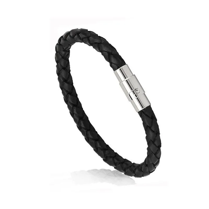 Mens leather braided bracelet with magnetic clasp store