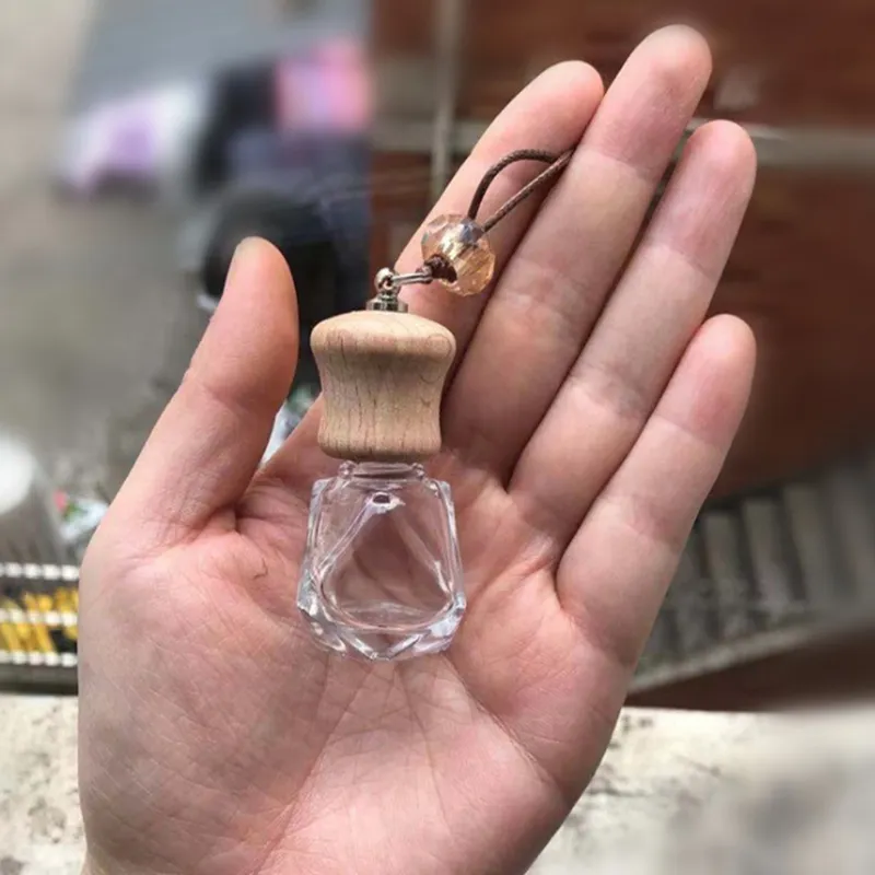 Rhombus Shape Glass Car Air Freshener Bottle Hanging Pendant Ornament ...