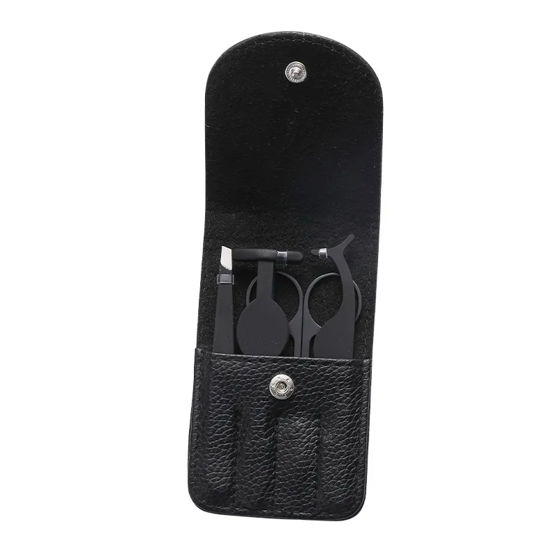 Eyelash Curler Kit Stainless Steel Tweezers Scissors with Leather Bag ...