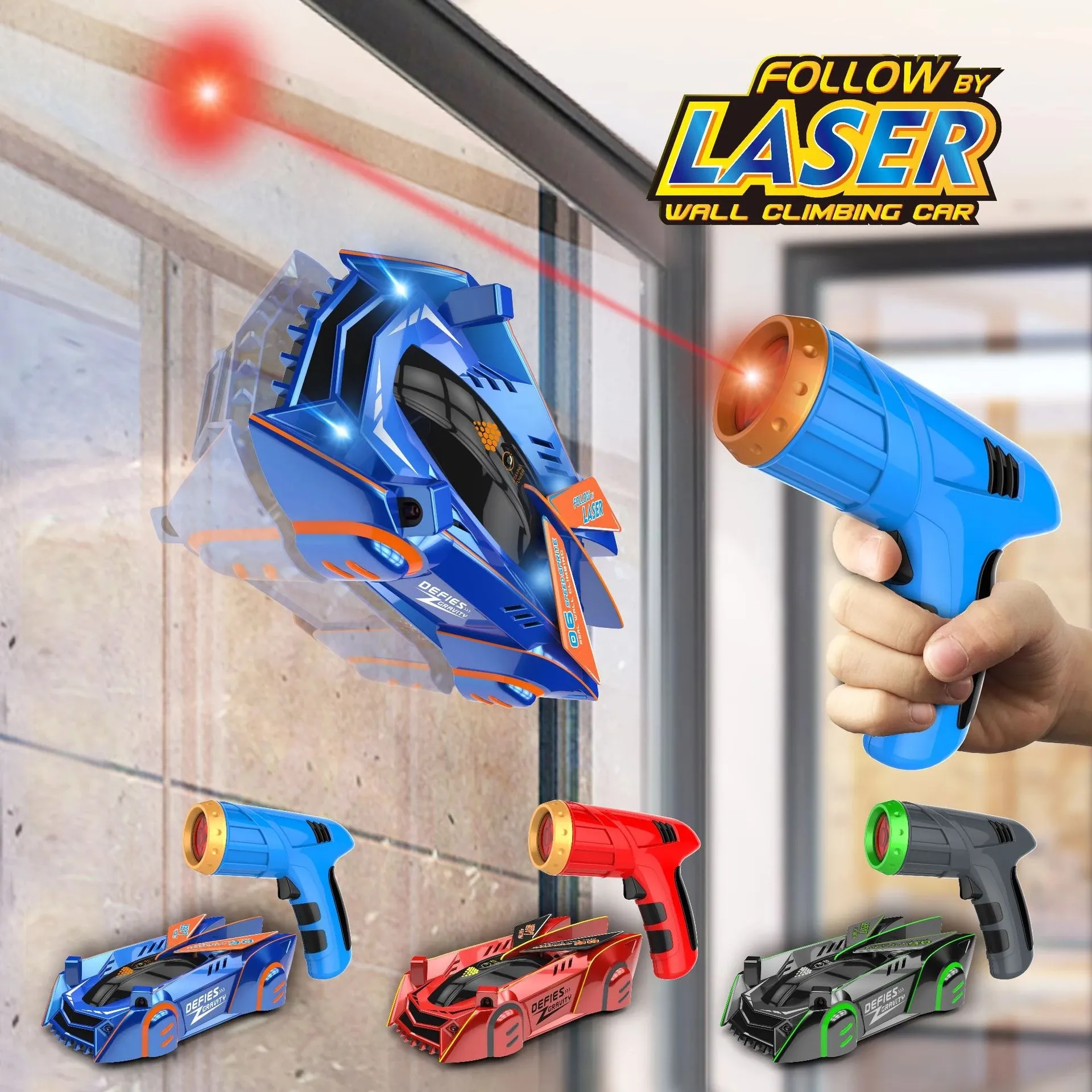 RC Car Stunt Infrared Laser Tracking Wall Ceiling Climbing Electric ...