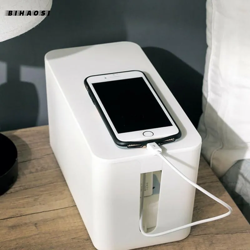 Cable Tissue Storage Box With Power Cord Socket Dustproof Organizer For ...
