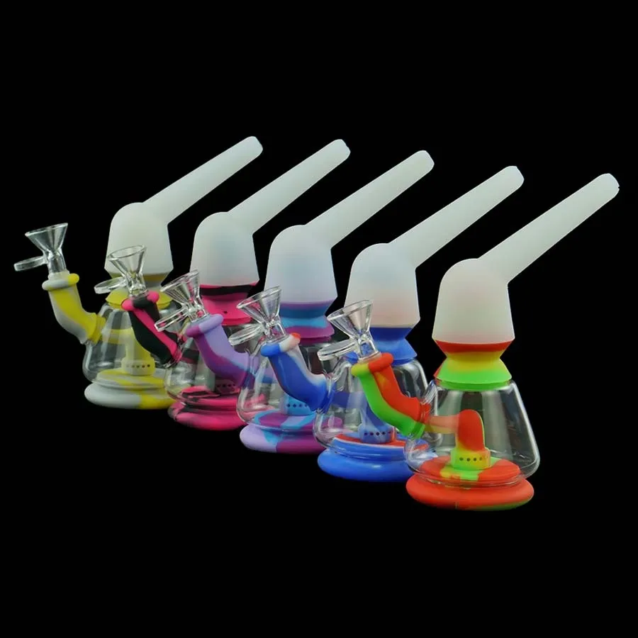 Shisha Hookah Water Smoking Pipe Beaker Bongs Glass Bong Dab Silicone ...