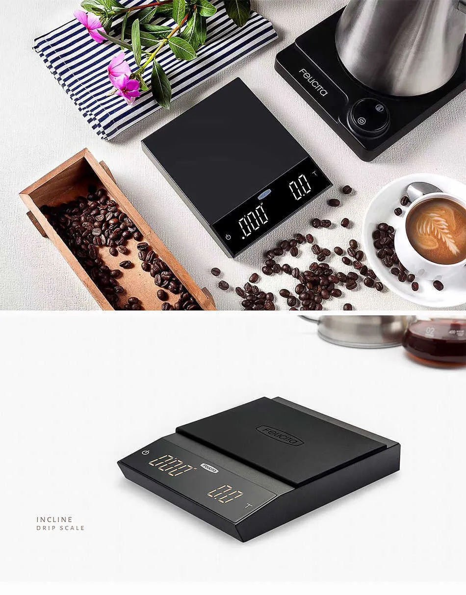 Felicita Incline Coffee Scale Com Bluetooth: Smart Digital Digit Over ...