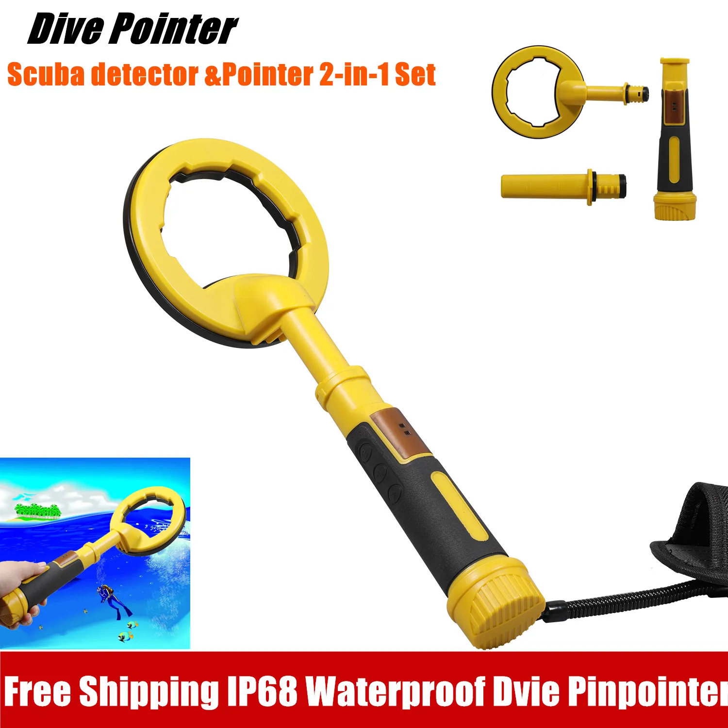 Full Waterproof Pinpointer Pulse Dive Underwater Metal Detector Gold ...