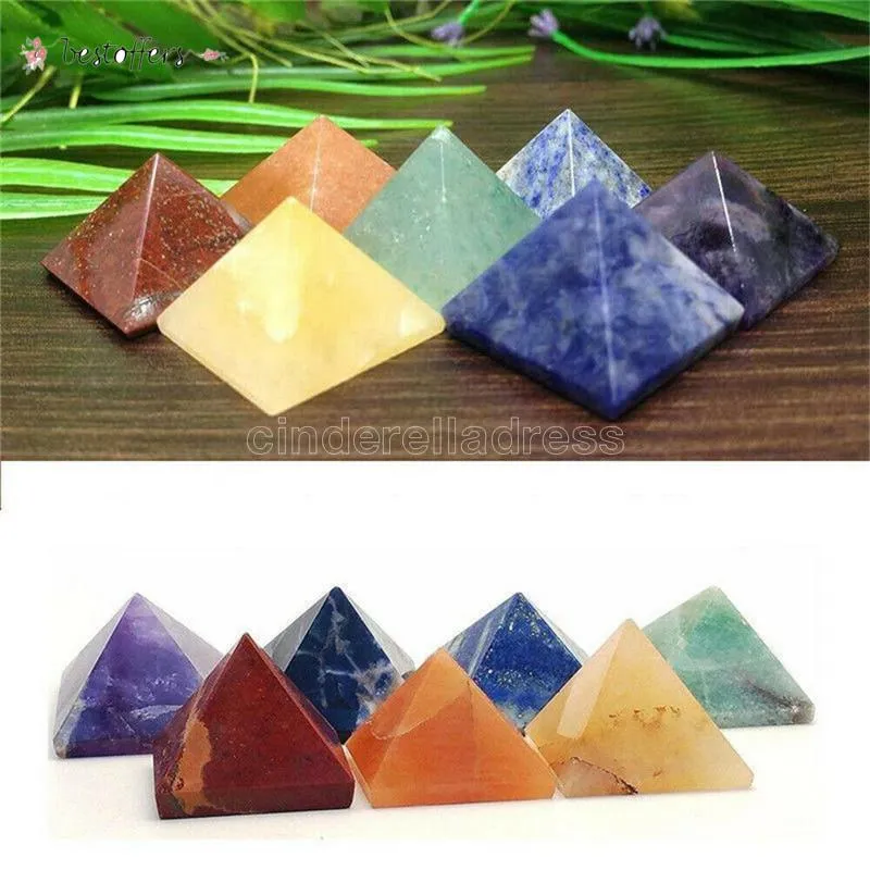Natural Stone Crystal Healing Pendants Pyramid Carvings, Square Quartz ...