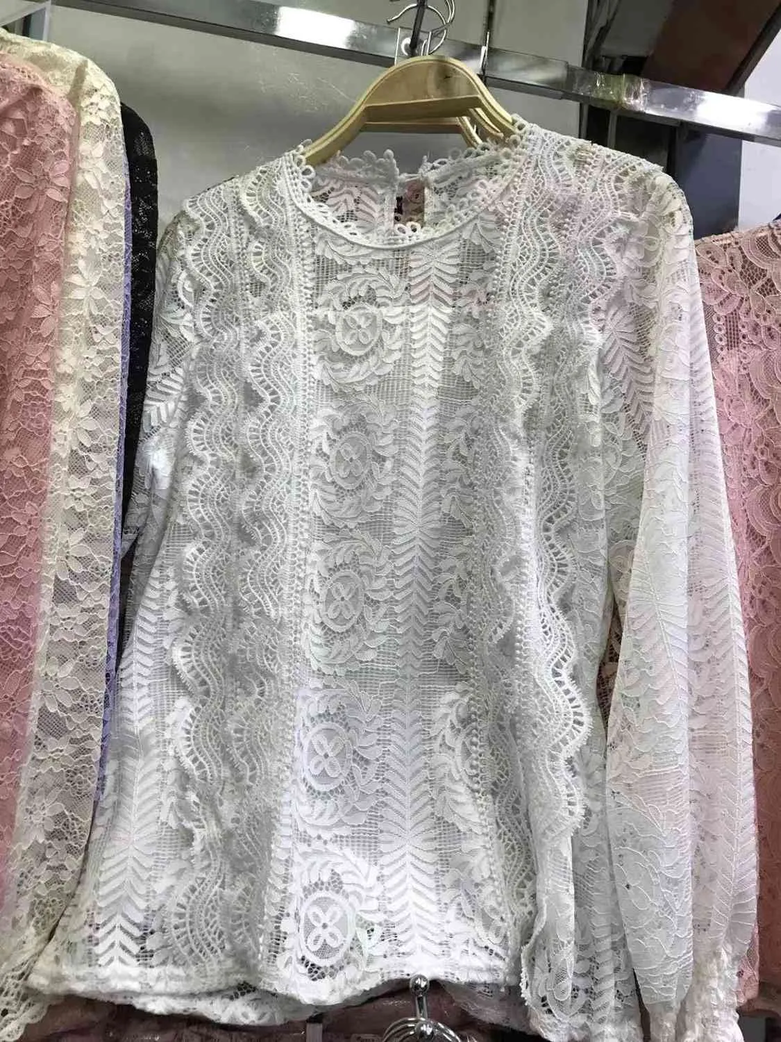 New Women Mesh Sheer Blouse See Through Lantern Long Sleeve Blouse ...