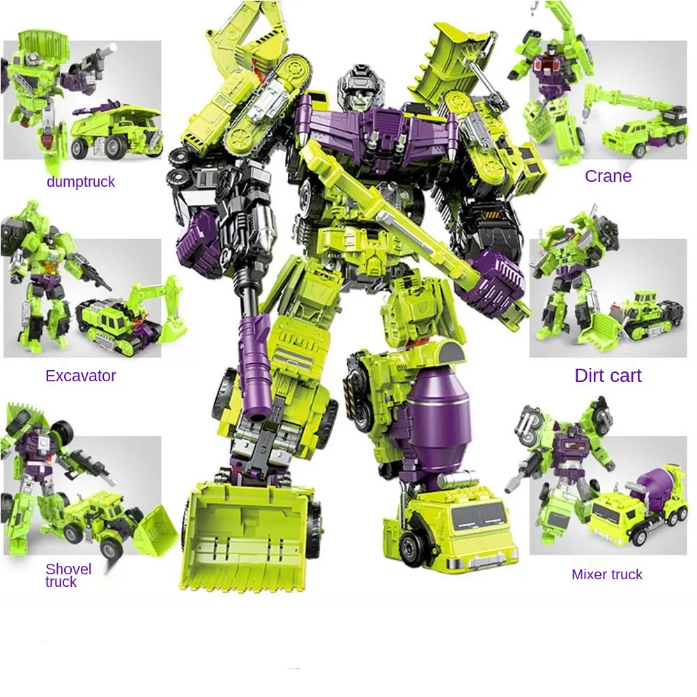 DHgate.com:6-in-1 Construction Truck DIY Excavator Robot Toy Set, Take ...