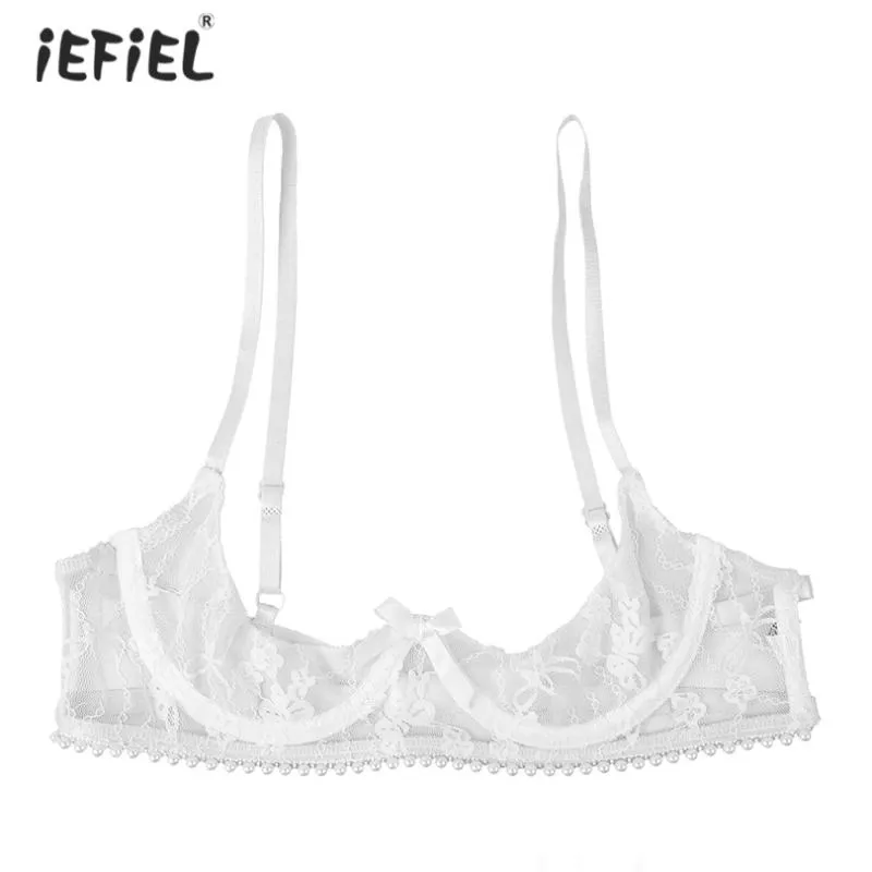 Sexy Womens Erotic See Through Sheer Lace Bra Top Lingerie Bras