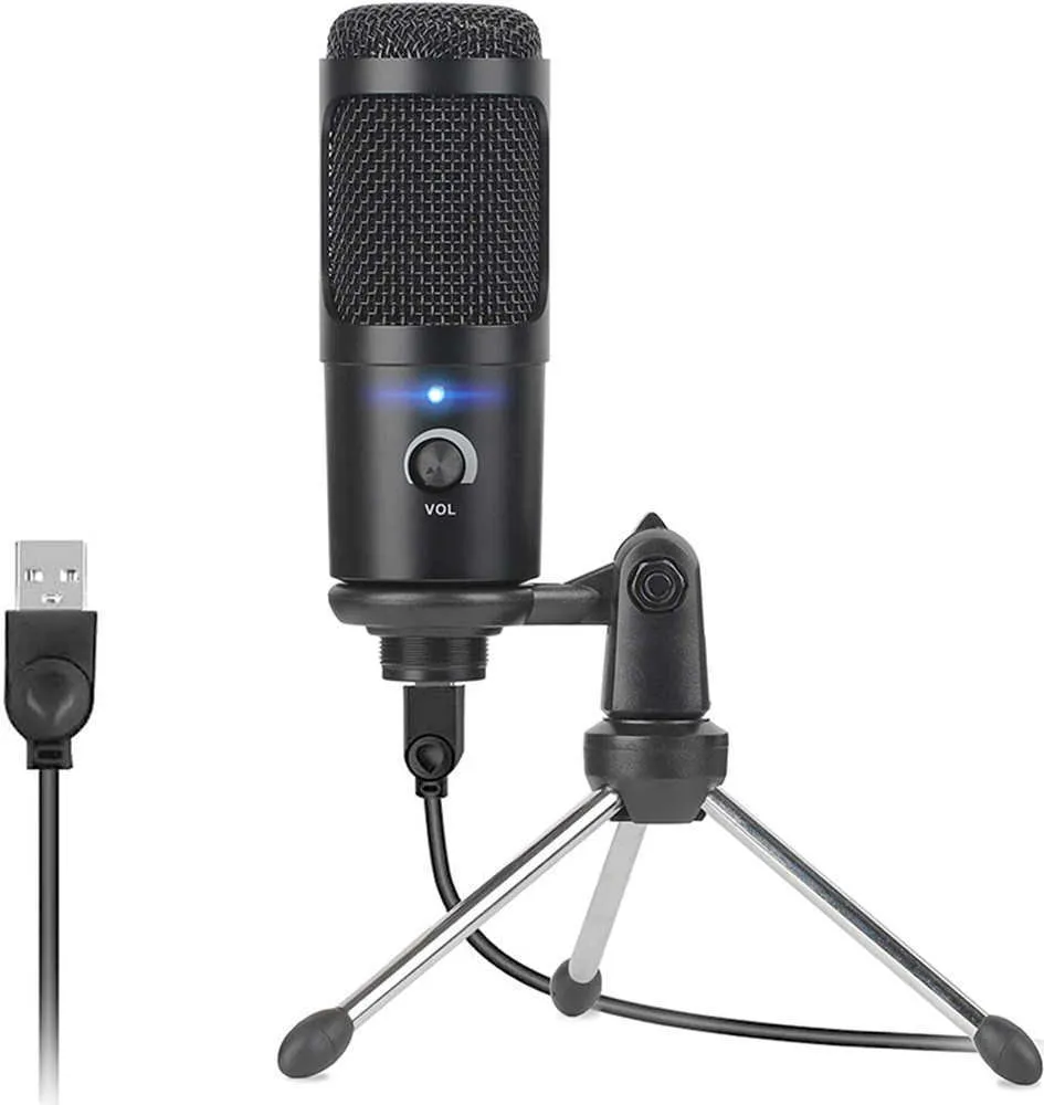 Studio Condenser Microphone USB Wired Mic With Shock Mount, Foam Cap ...