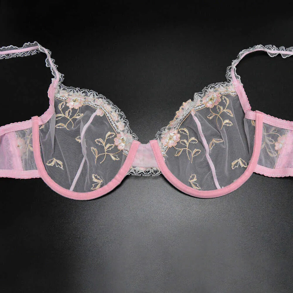 Floral Lace Transparent Ultra Thin Transparent Bra Plus Size Solid See ...