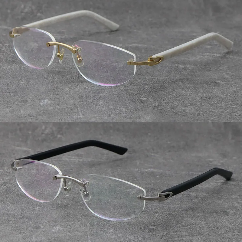 New Fashion Rimless Sunglasses Reading Frames Marbling White Arms Plank ...