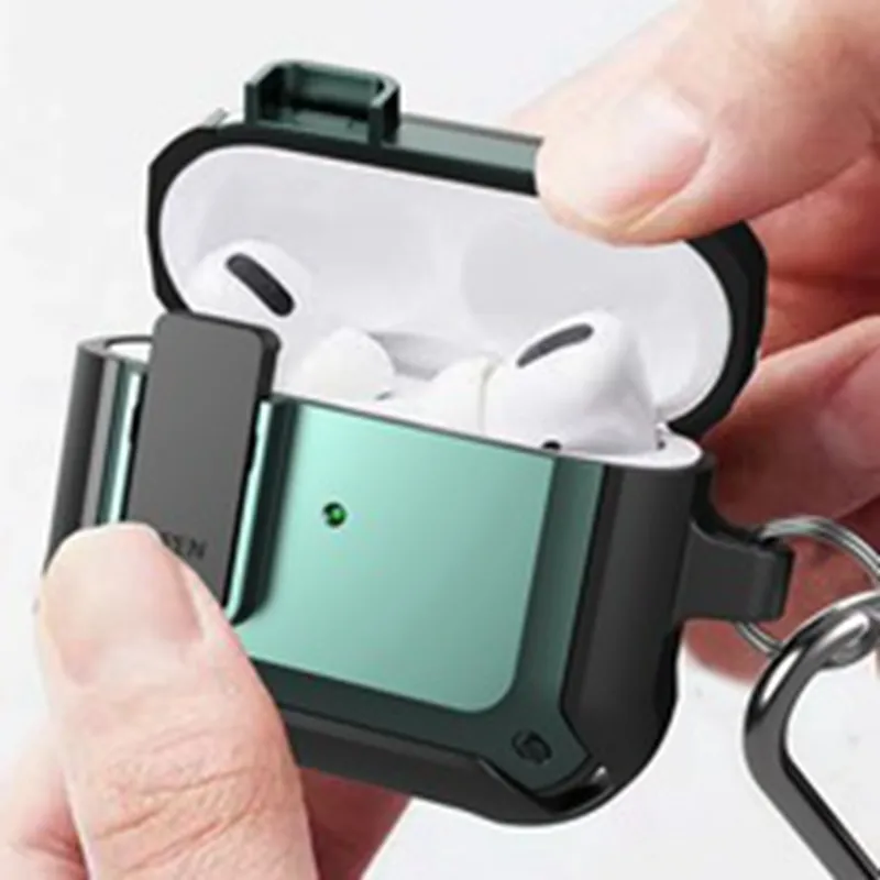 Shockproof Plastic Case with Hook Clasp for Apple Airpods 1 2 3 and Pro ...