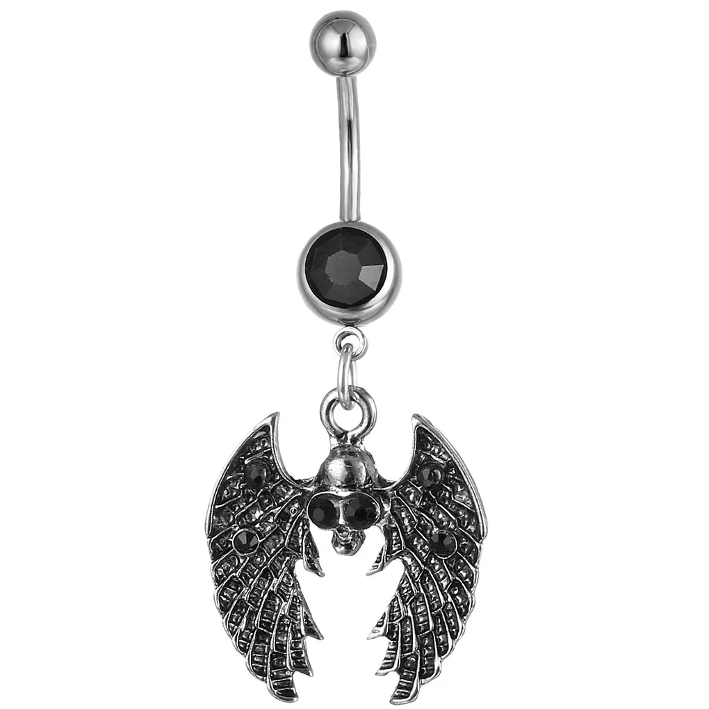 YYJFF D0882 The Black Skull Belly Ring Piercing Jewelry, 14 Ga, 10 mm ...