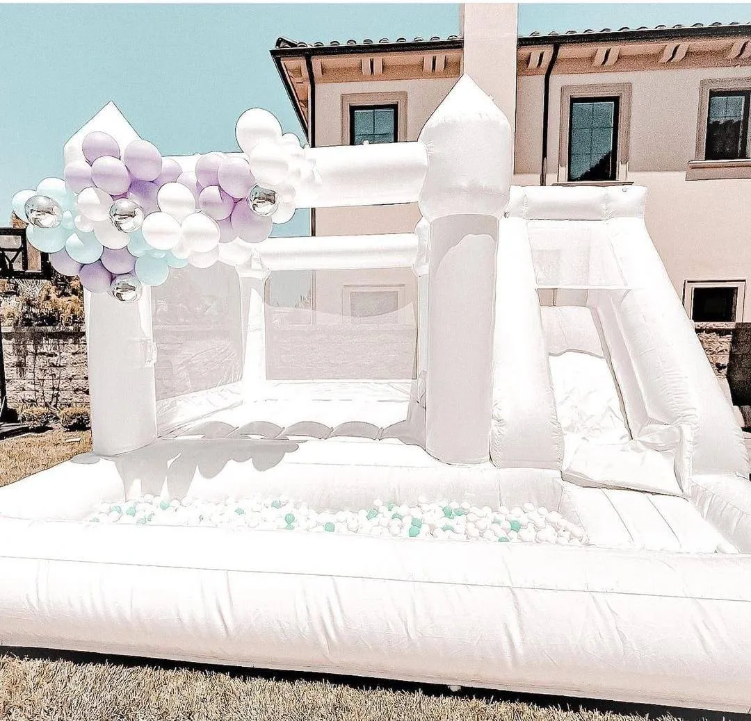 Wholesale White Inflatable Large White Bounce House With Ball Pits And ...