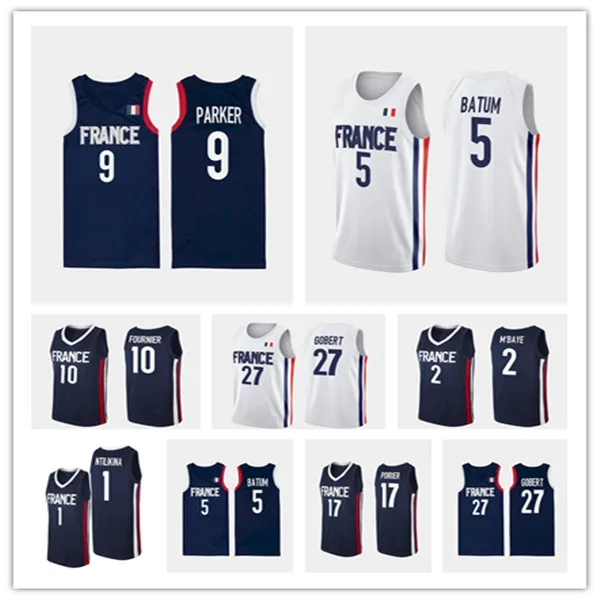 Tokyo Olympics 2021 France Basketball Jersey 10 Evan Fournier Rudy 27 ...