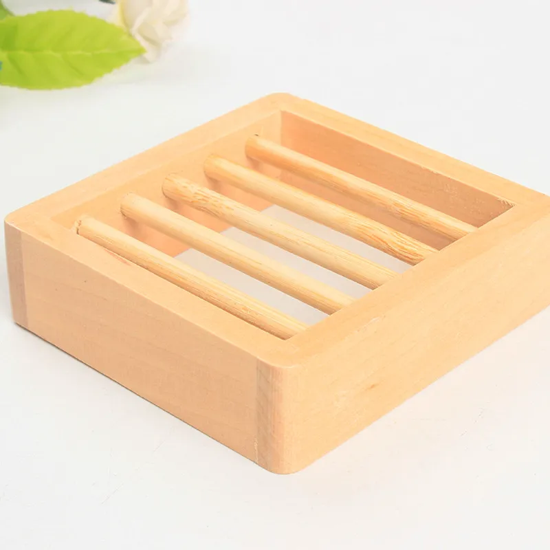 Grille Soap Boxes Wooden Square Draining Dish Washing Block Bathroom ...