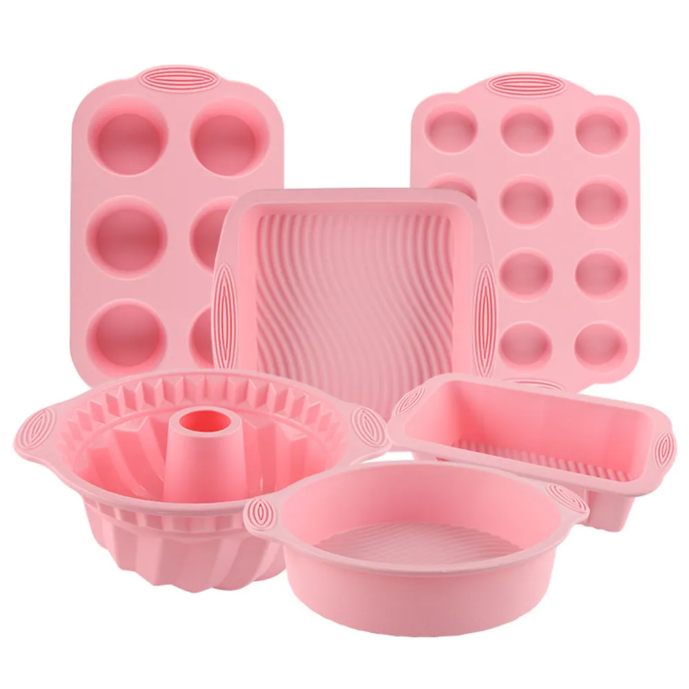 Silicone Cake Mold Set with Round, Rectangle, Square, Toast, Muffin ...
