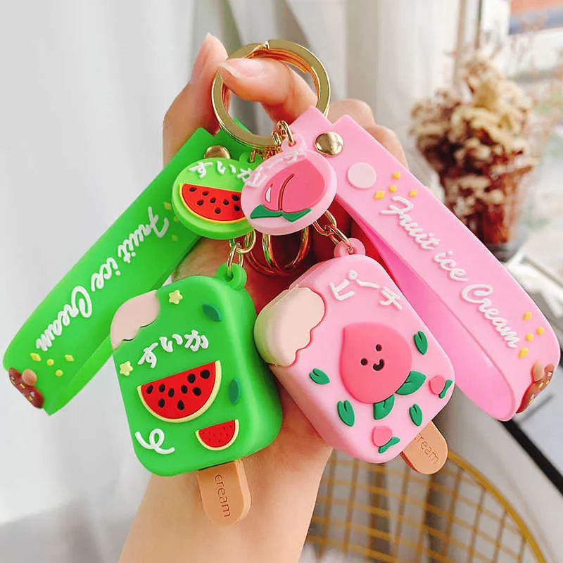 Cool Keyrings Cartoon Fruit Keychain: Sweet Watermelon Peach Grape ...