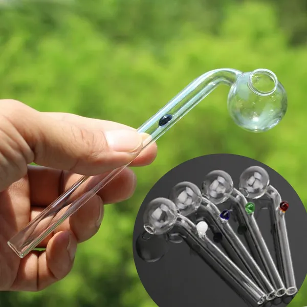 Handmade 6.29 Clear Pyrex Glass Oil Burner Pipe With Radom Colored ...