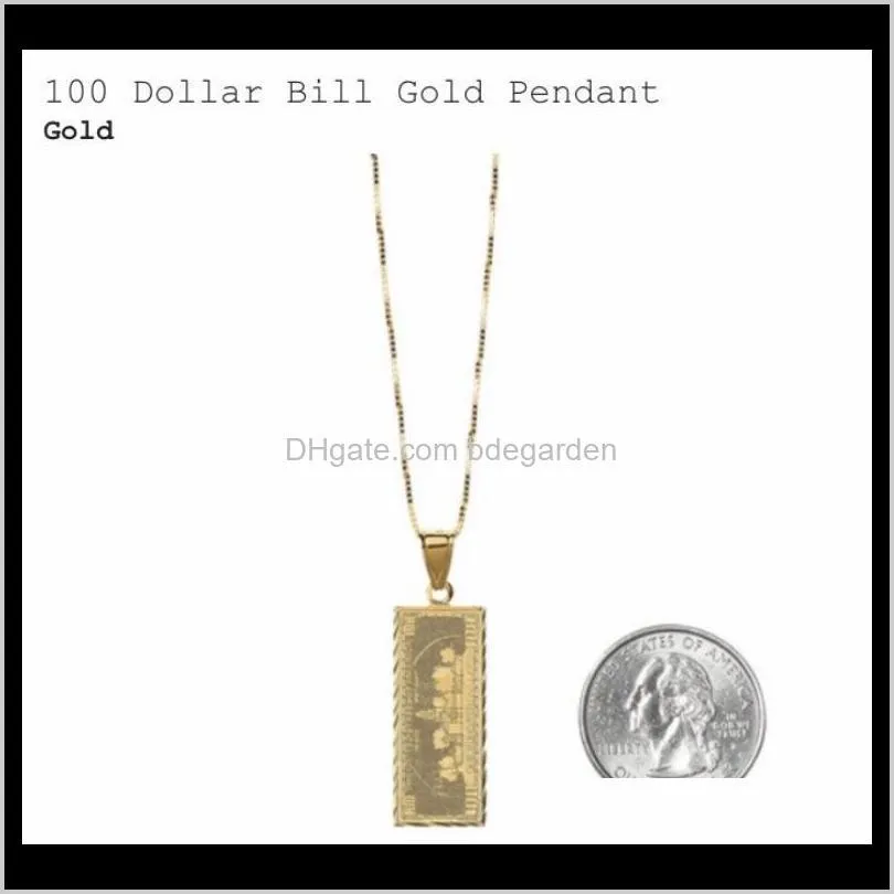 Supreme 100 dollar bill gold pendant gold Supreme 100 dollar bill gold pendant gold