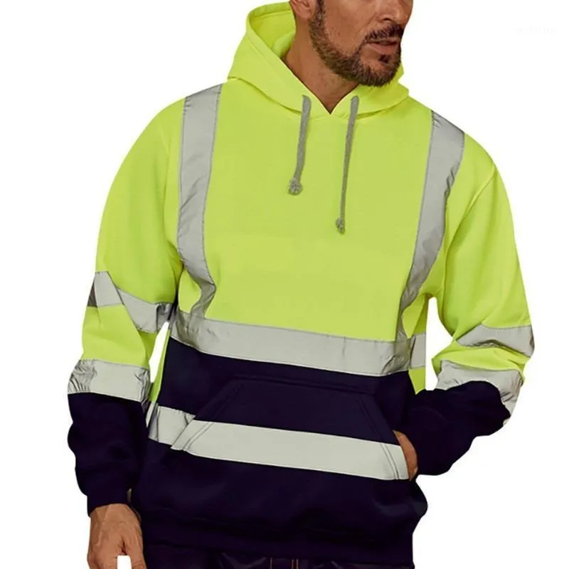 Men's Reflective Hoodie Jacket - High Visibility Pullover, Long Sleeve ...