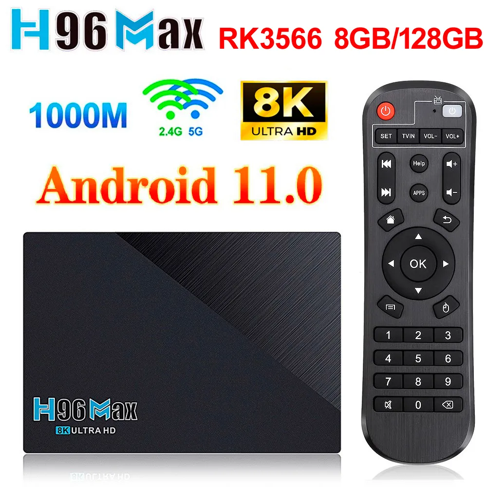 H96 MAX 3566 TV Box Android 11 8G 64G 8GB 128GB Rockchip RK3566 Support 2.4G 5G Wifi 8K 24fps 4K ...