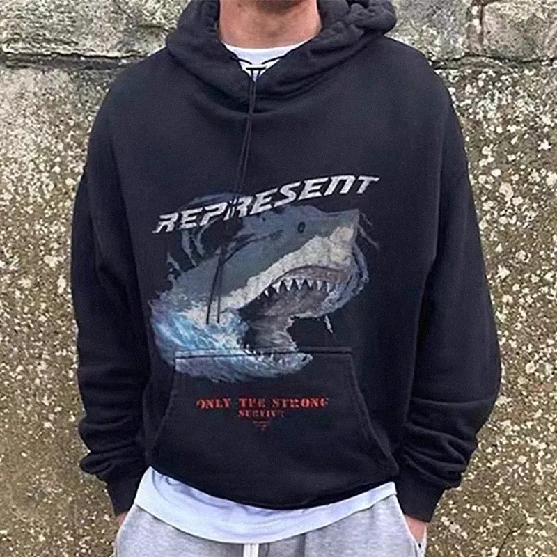 Represent Vintage Washed Black Oversized Unisex Cotton Blend Hip Hop ...