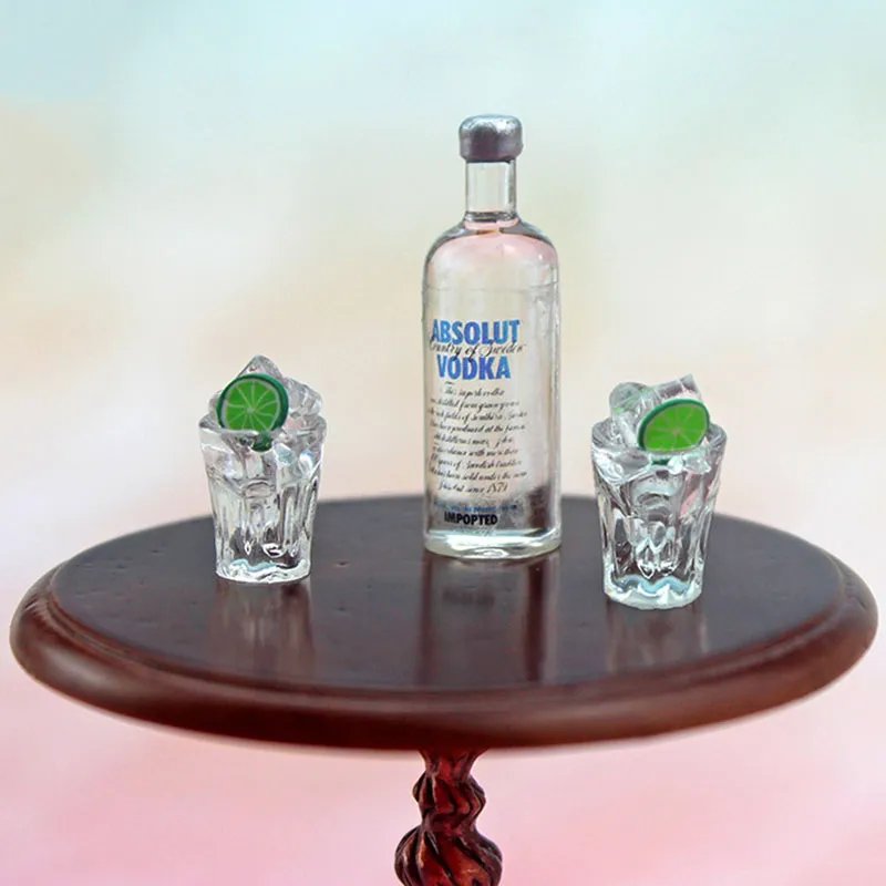 DHgate.com:1:12 Dollhouse Miniature Vodka Bottle Wine Glass Set, Resin ...