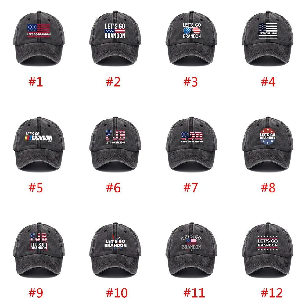 Lets Go Brandon Baseball Cap FJB Hat Washed Denim Adjustable Campaign ...