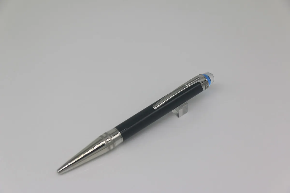 DHgate.com:Elegant Crystal Blue Ballpoint Pen with Stainless Steel Trim ...